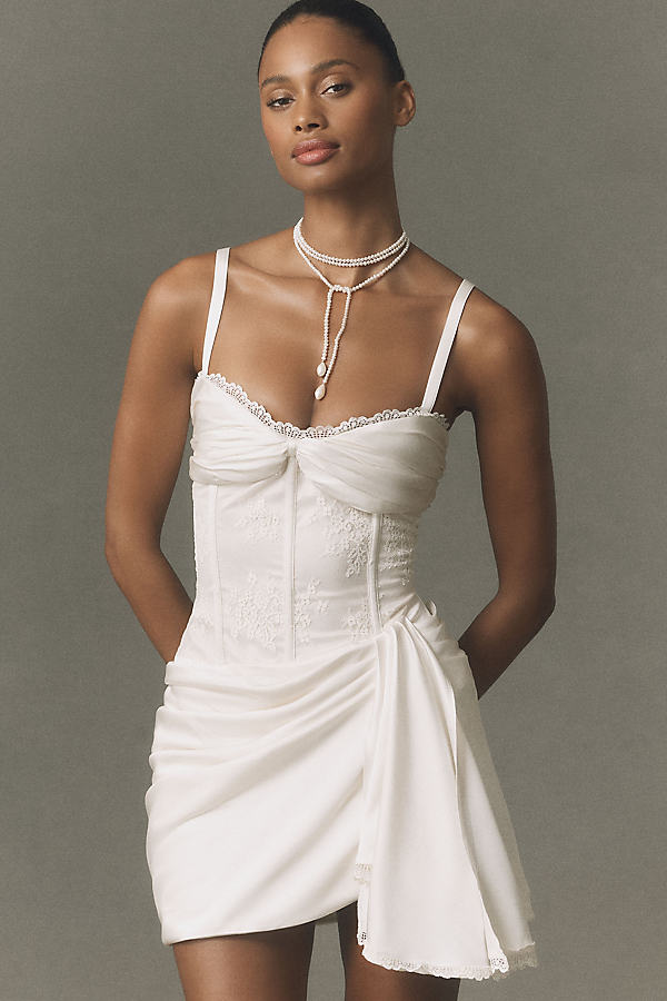 BHLDN BHLDN Satin Bustier Sweetheart Mini Dress