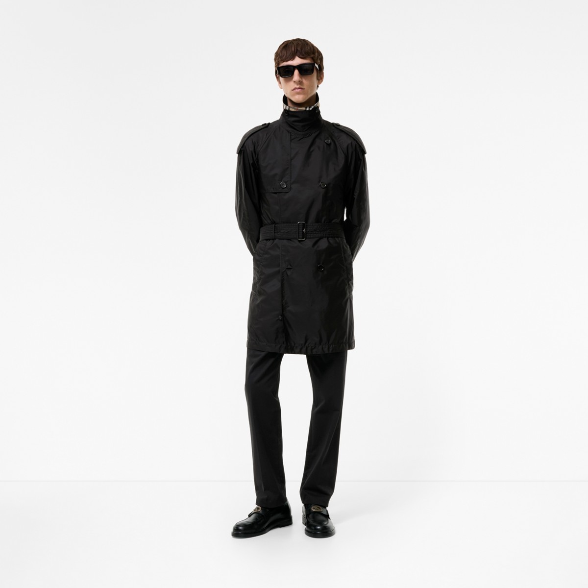 Rick Owens Black Champion Edition Nylon Trench Coat In 09 Blk - 74