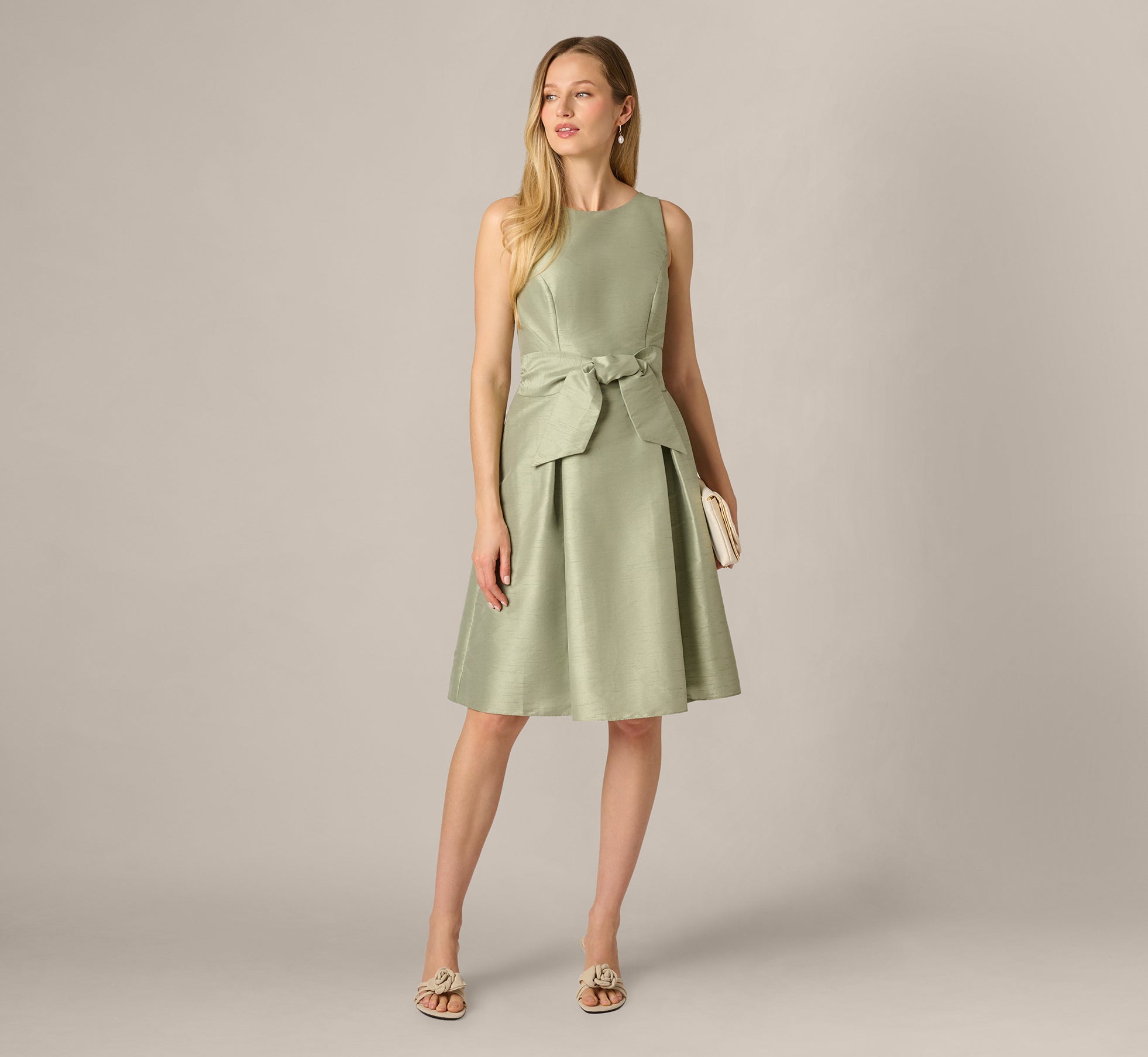 Adrianna Papell Sleeveless Mikado Fit & Flare Midi Dress - Neptune | Editorialist Adrianna Papell Sleeveless Mikado Fit & Flare Midi Dress - Neptune | Editorialist