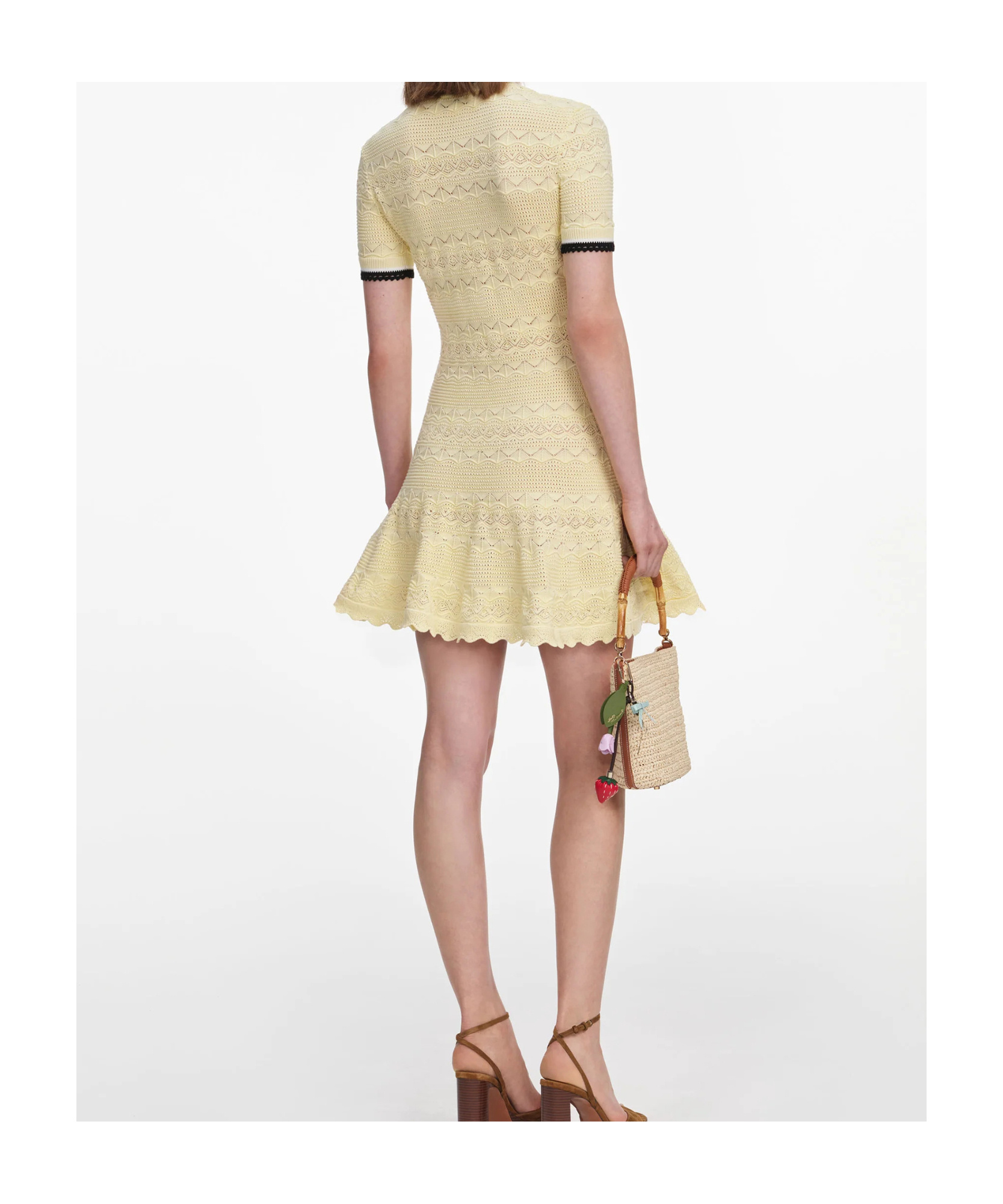 Self-Portrait Pointelle-Knit Peplum Mini Dress In White - 40% Off |  Editorialist