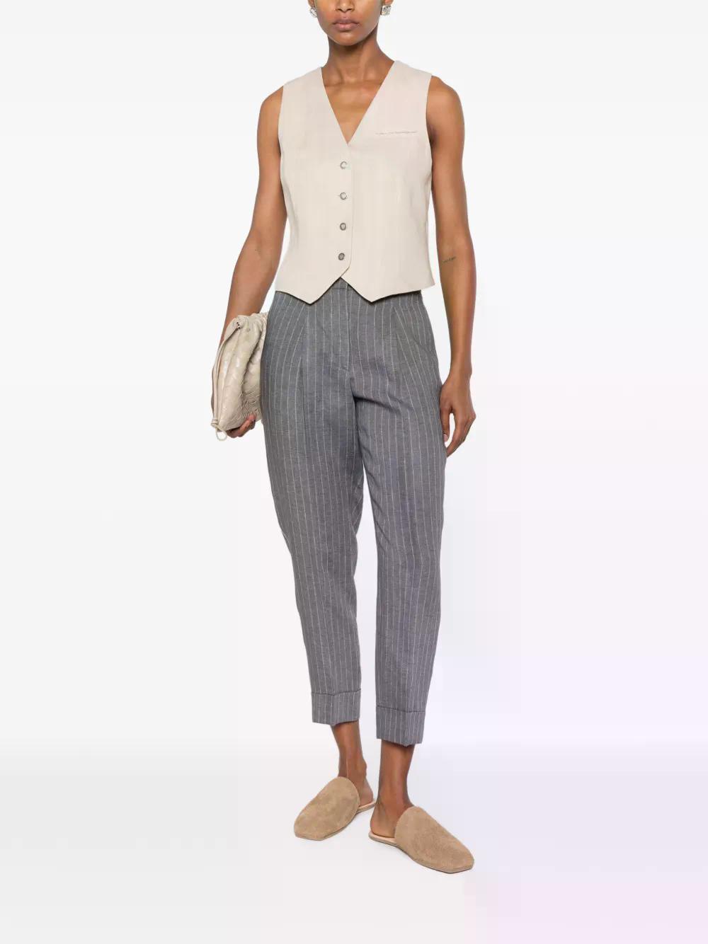 PESERICO Peserico Grey Pinstripe Pleated Trousers