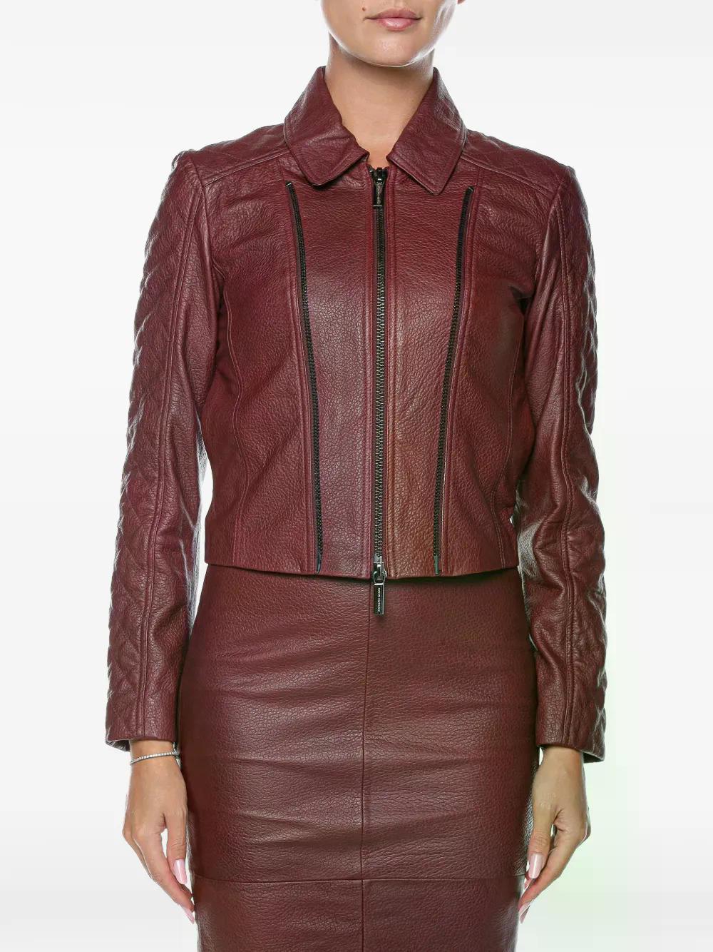 ARMANI EXCHANGE Armani Exchange Quilted-Sleeve Leather Jacket