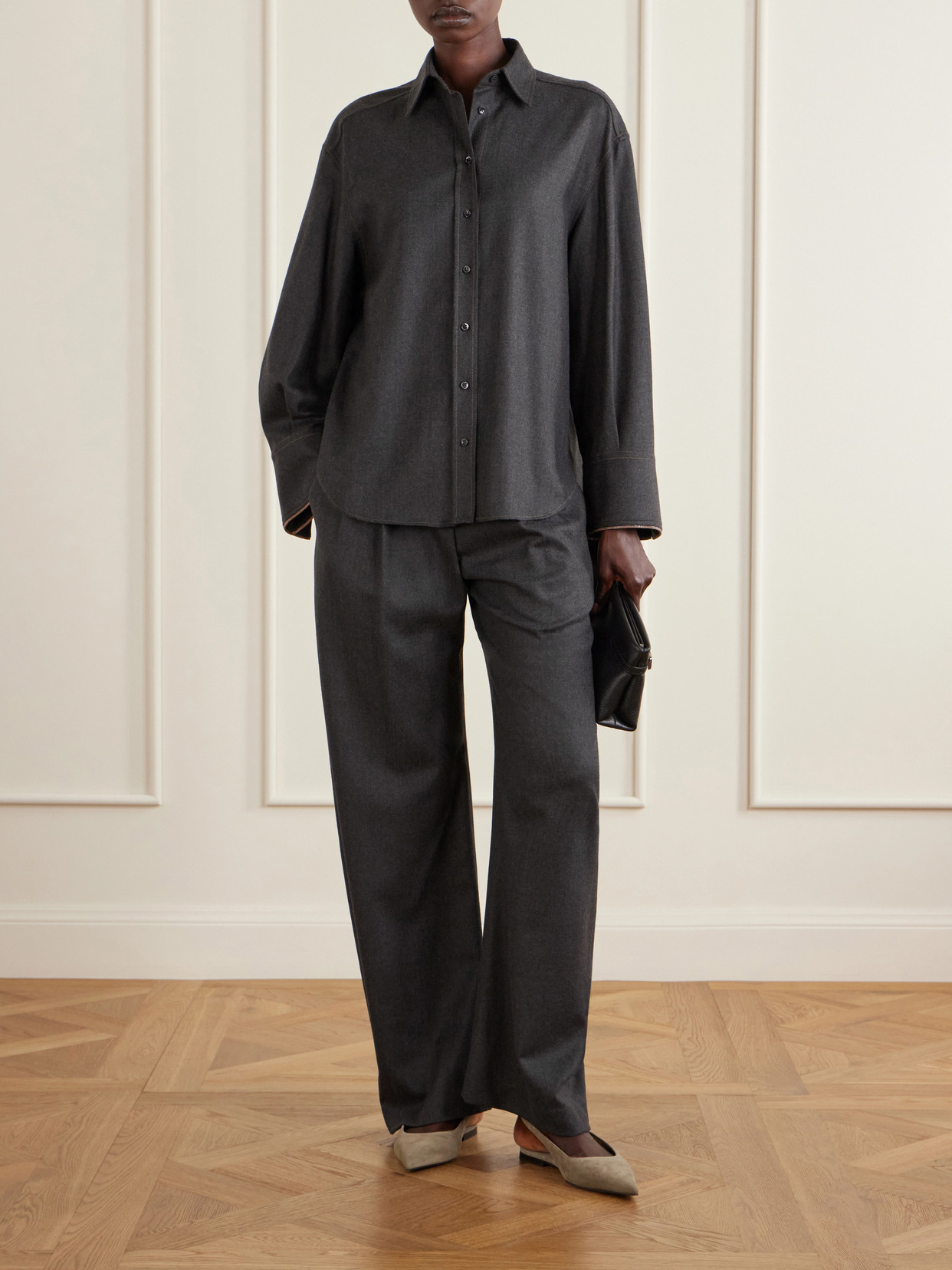 BRUNELLO CUCINELLI Brunello Cucinelli Wool Wide-Leg Pleated Trousers