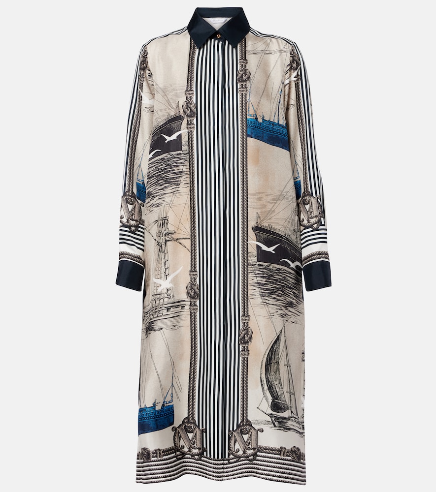 MAX MARA printed silk twill shirt dress