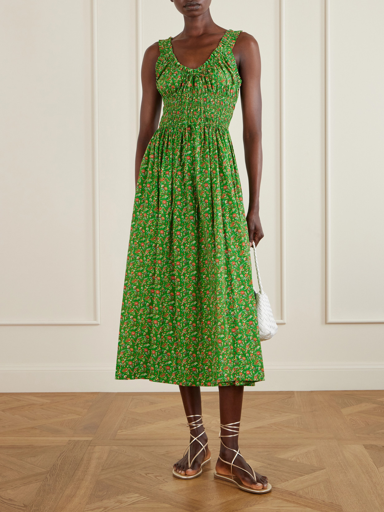 green embroidered trees organic cotton midi dress Luxury Parrot Green Organza & Raw Silk Formal Outfit – Sillhouete