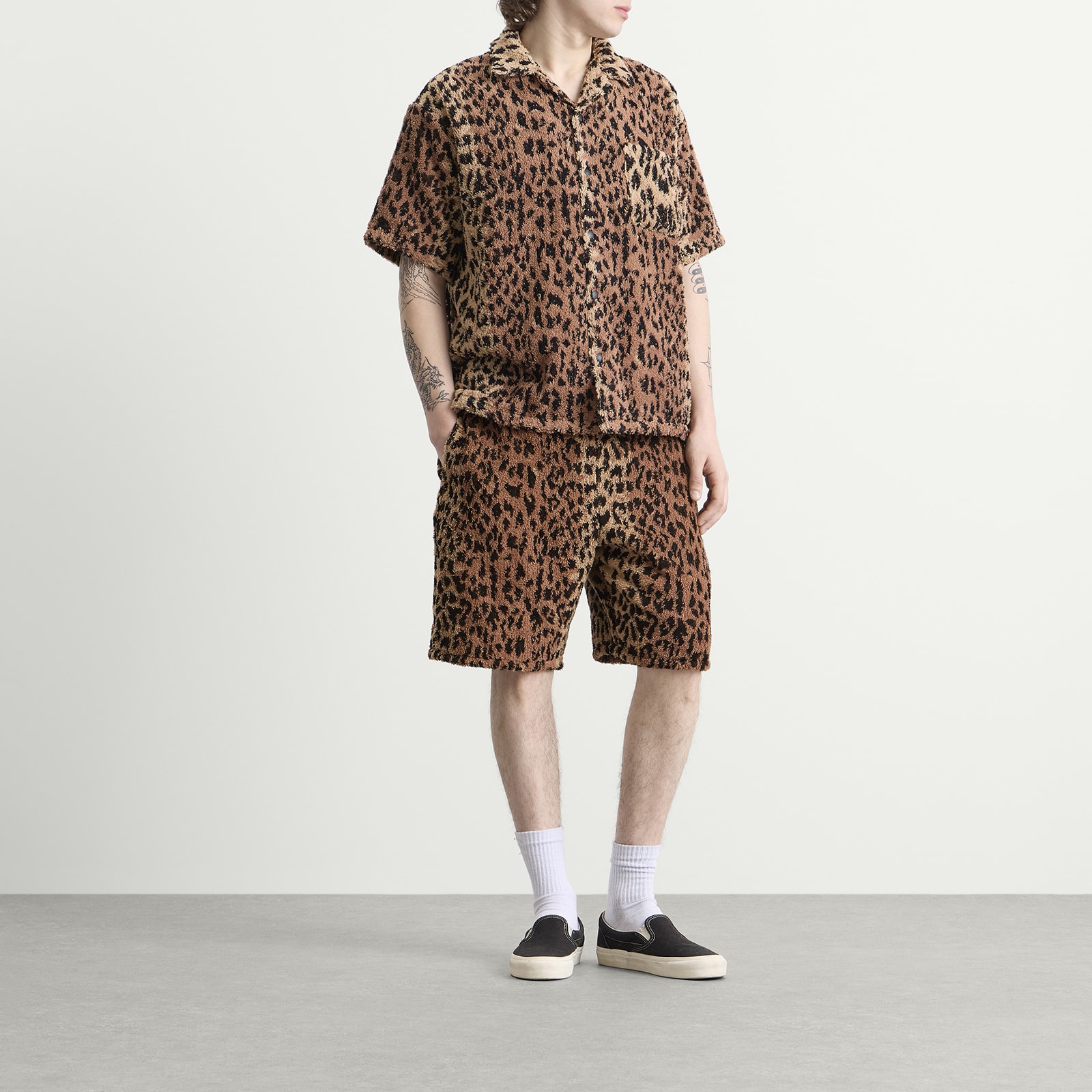 NEIGHBORHOOD Neighborhood x Hippopotamus Terry Cloth Leopard Print Shorts