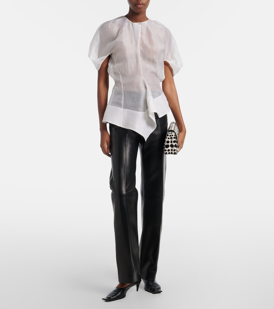 KHAITE Khaite Rumi Sheer Peplum Silk Top