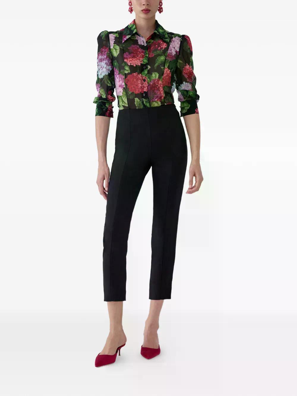 CAROLINA HERRERA Carolina Herrera Hydrangea Print Chiffon Blouse