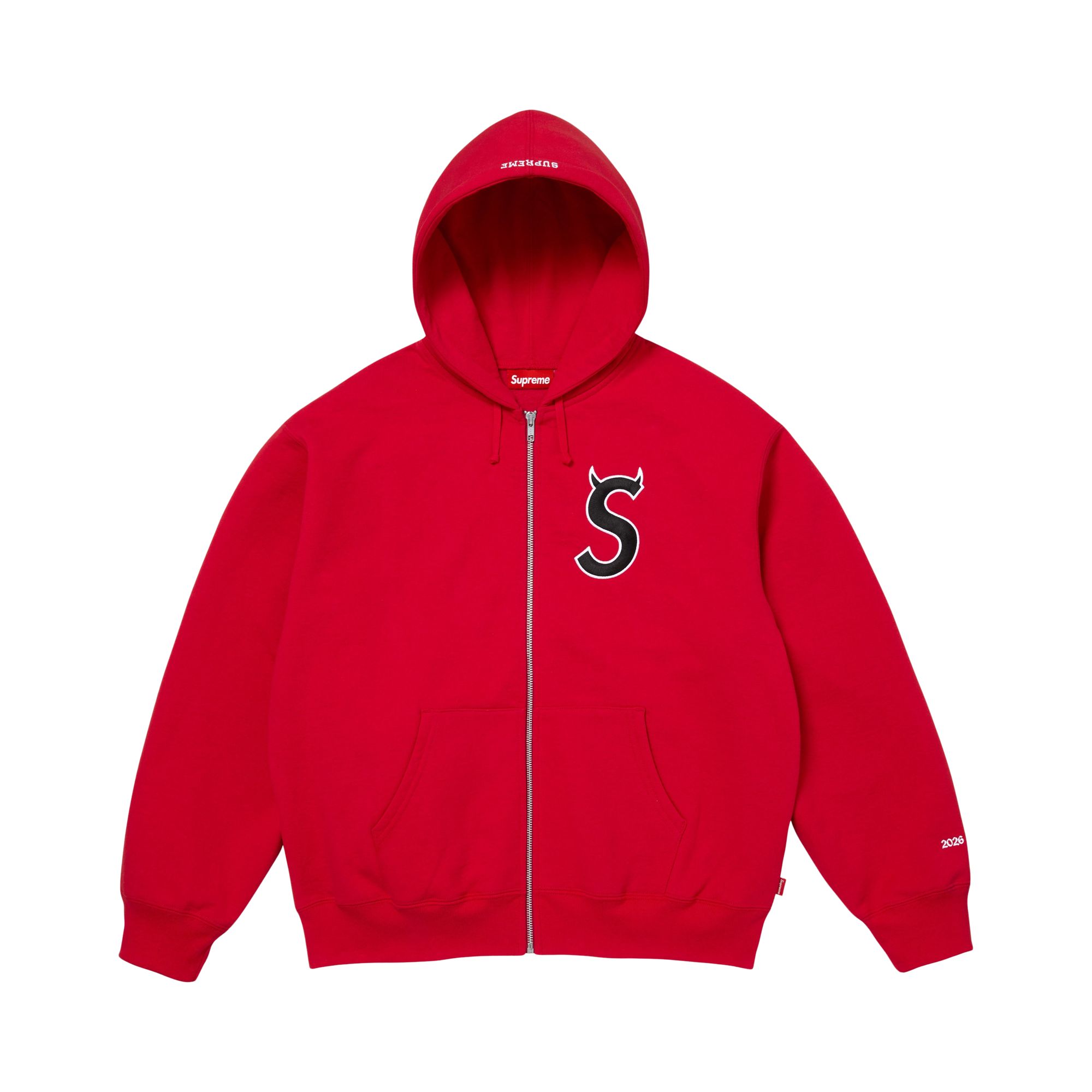 Supreme S Logo Zip Up Hooded Sweatshirt - Red | Editorialist