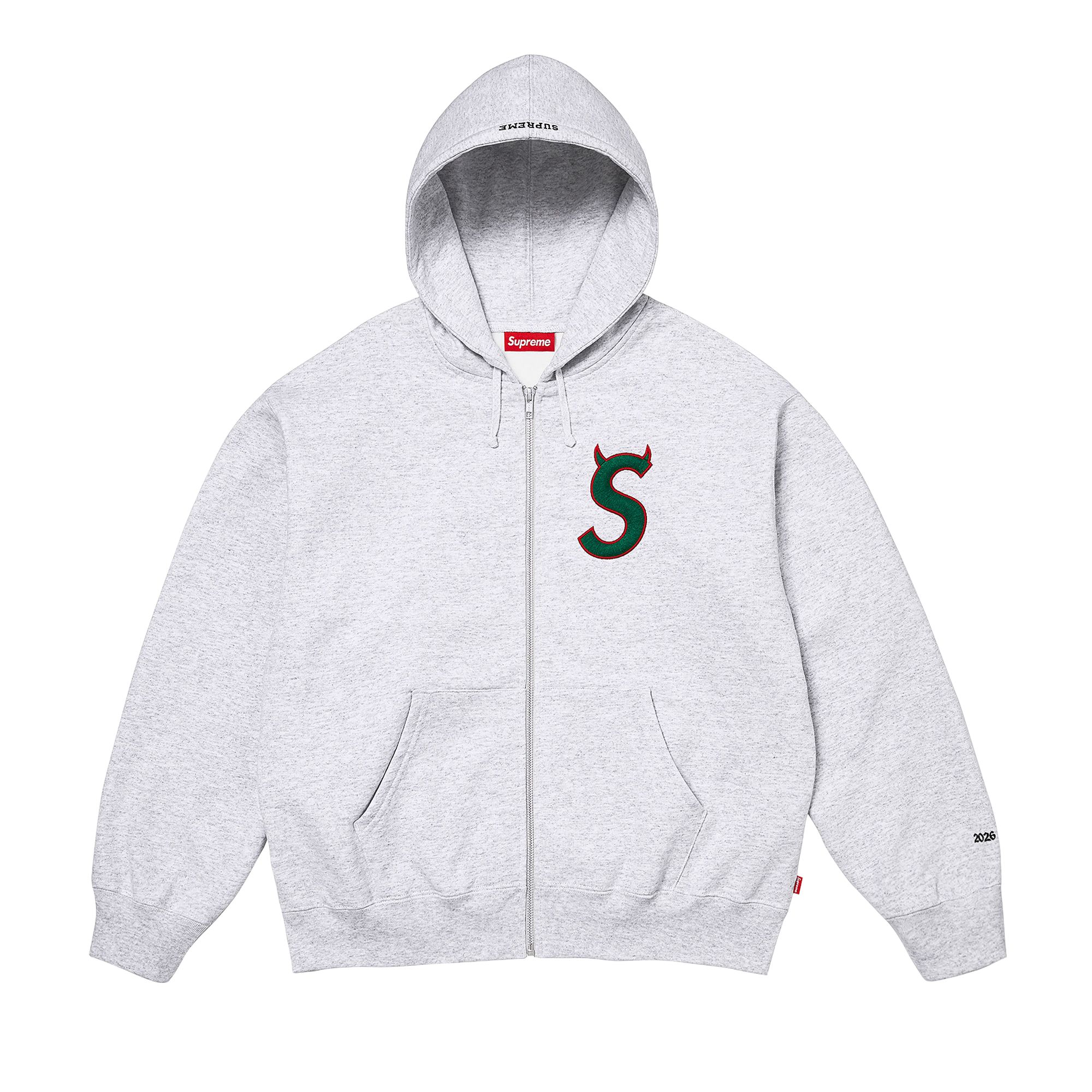 Supreme Devil Logo Zip Up Hooded Sweatshirt - Grey | Editorialist