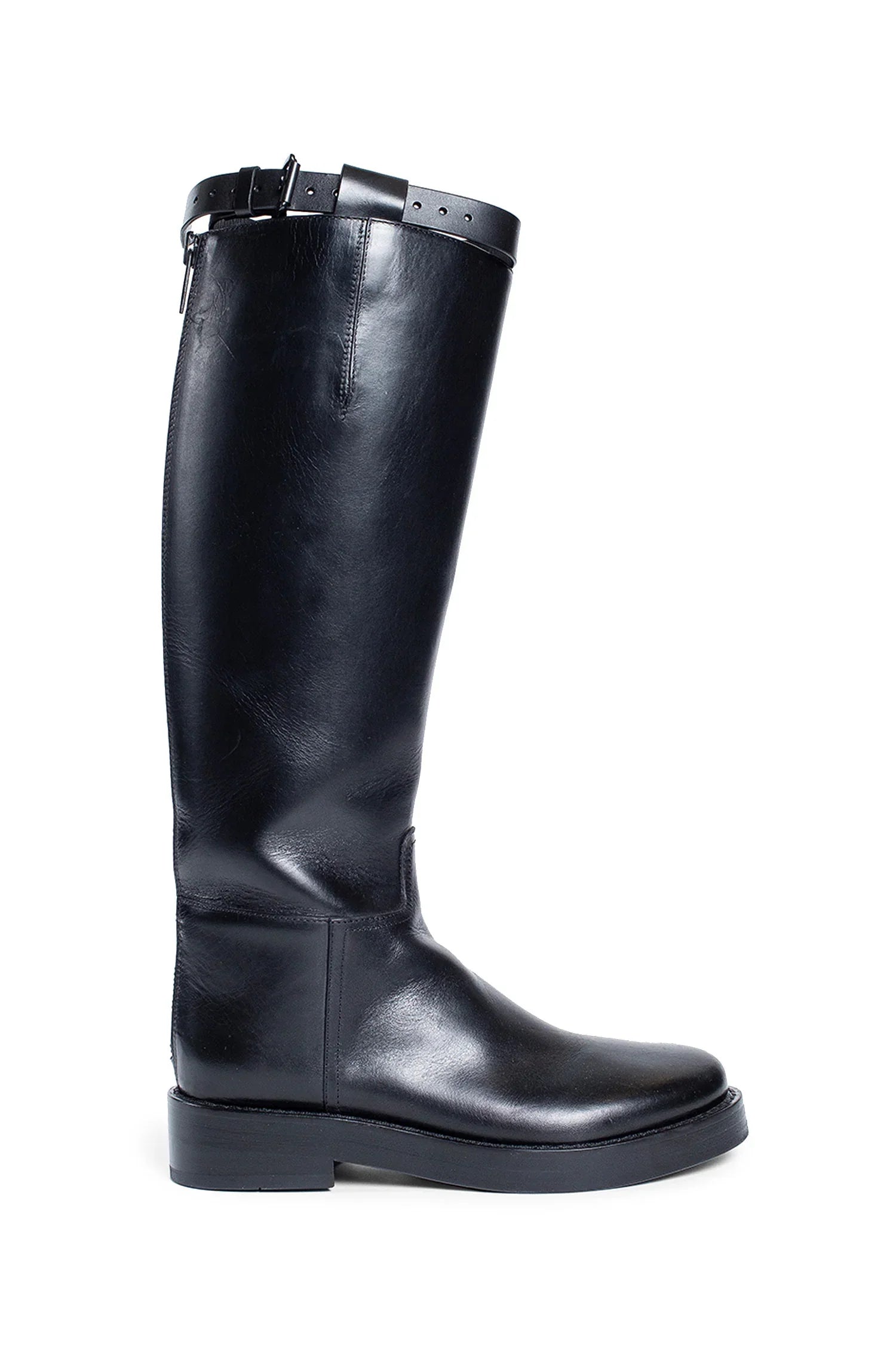 Ann Demeulemeester Soft Leather Riding Boots With Buckle Detail In 