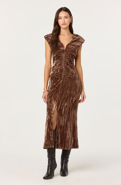 ASTR THE LABEL ASTR the Label Daisha Crushed Velvet Plunge V-Neck Midi Dress