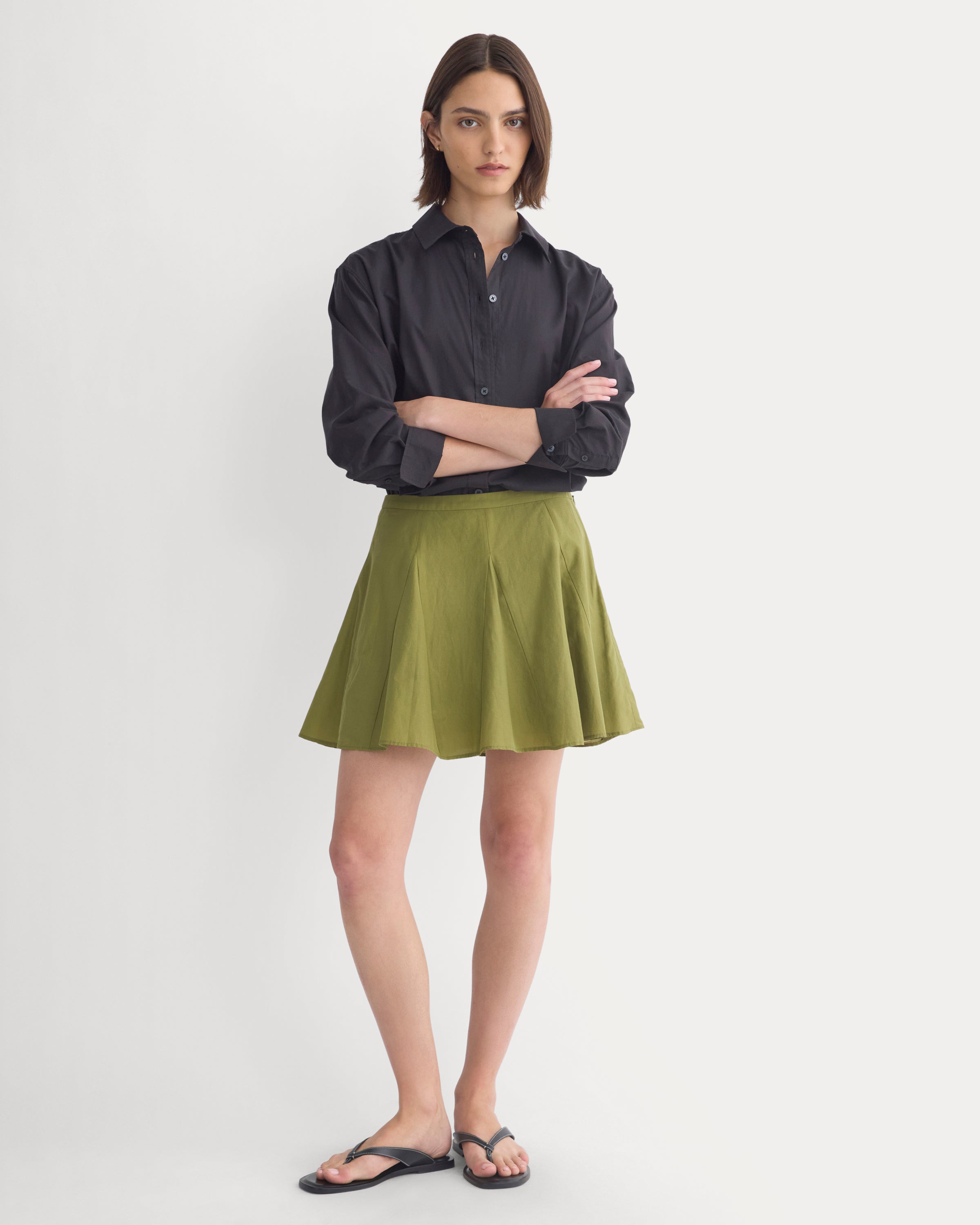 EVERLANE Everlane Godet Mini Skirt in Cotton Silk