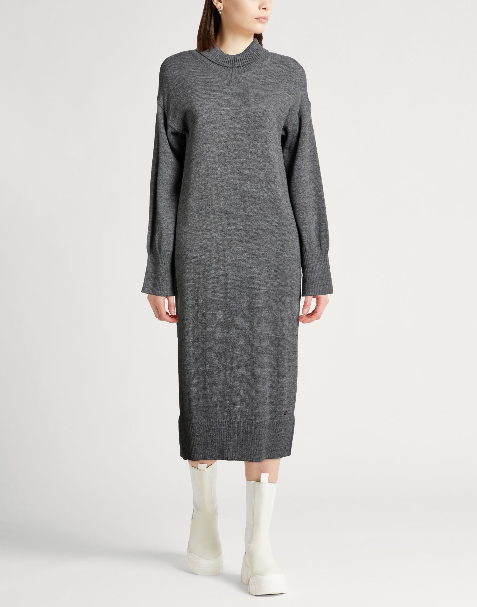 OTTOD'AME OTTOD'AME Ribbed Knit Mock Neck Midi Dress