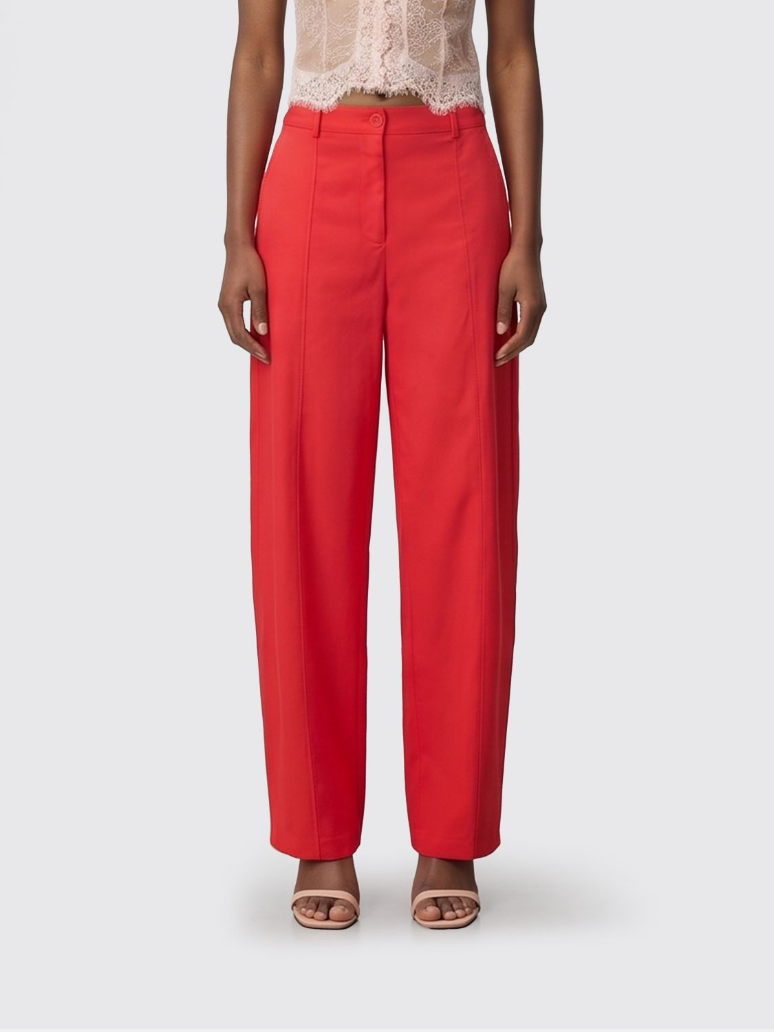 PINKO Pinko Mid-Rise Stretch Cotton Wide-Leg Trousers