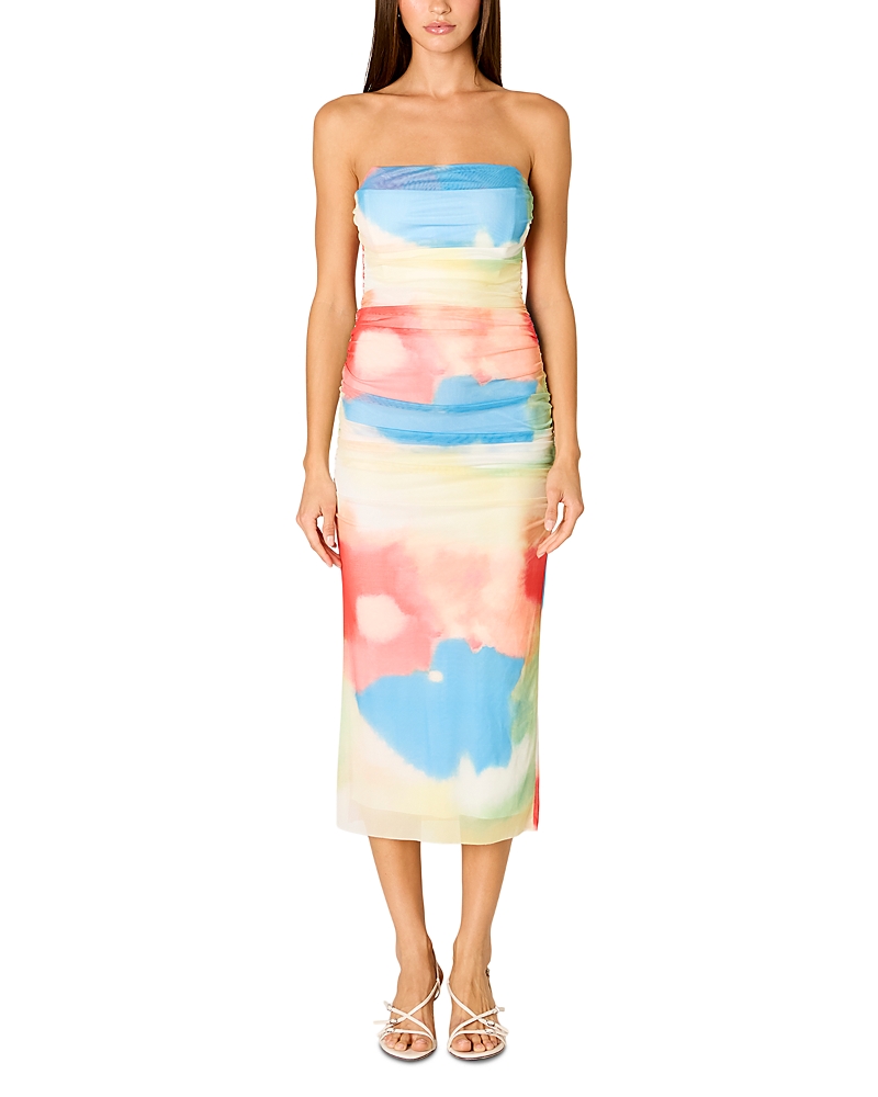 NIA Nia Marcello Strapless Printed Midi Dress