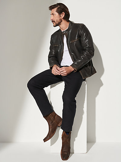 OVERLAND Overland Retro Leather Moto Jacket