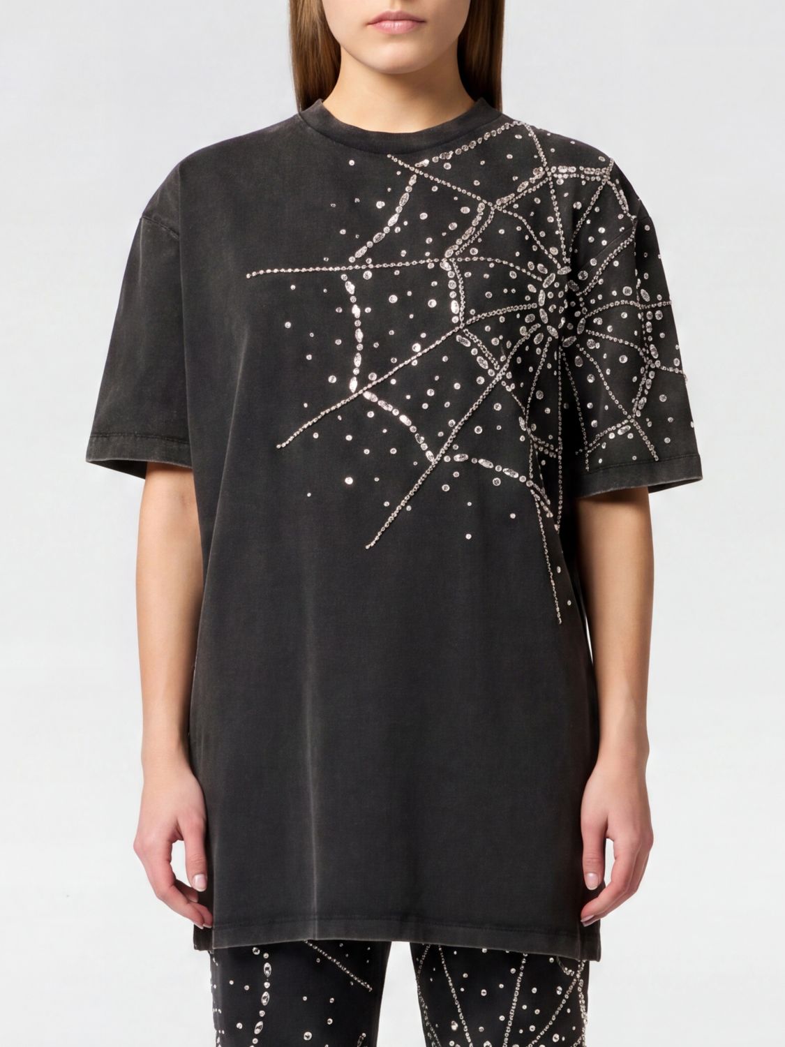 PHILIPP PLEIN Spiderweb Strass T-Shirt Dress