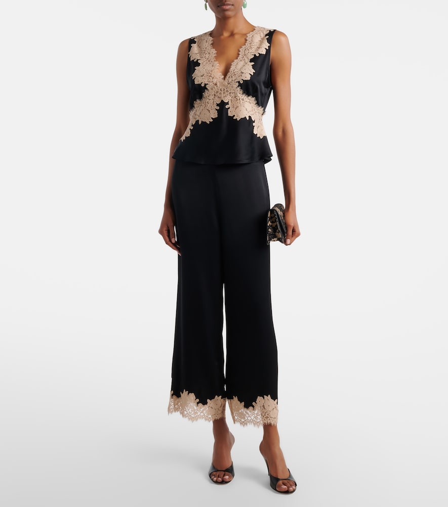 RIXO Rixo Marcela Lace-Trimmed Wide-Leg Pants