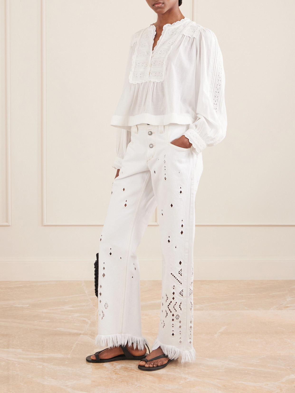 SEA Sea Eliza Broderie Anglaise Cotton-Blend Blouse