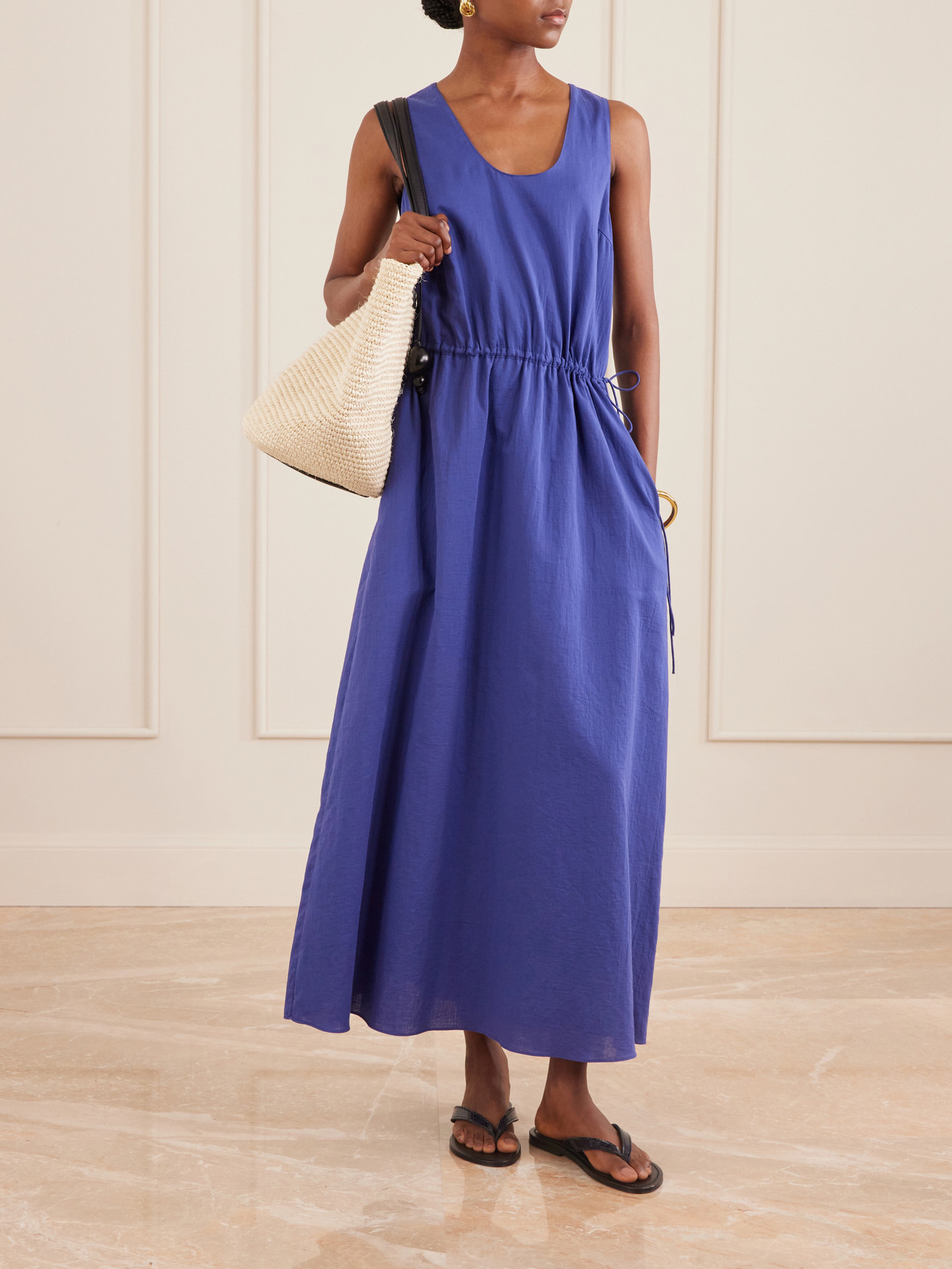 MATTEAU Matteau Gathered Cotton Midi Dress