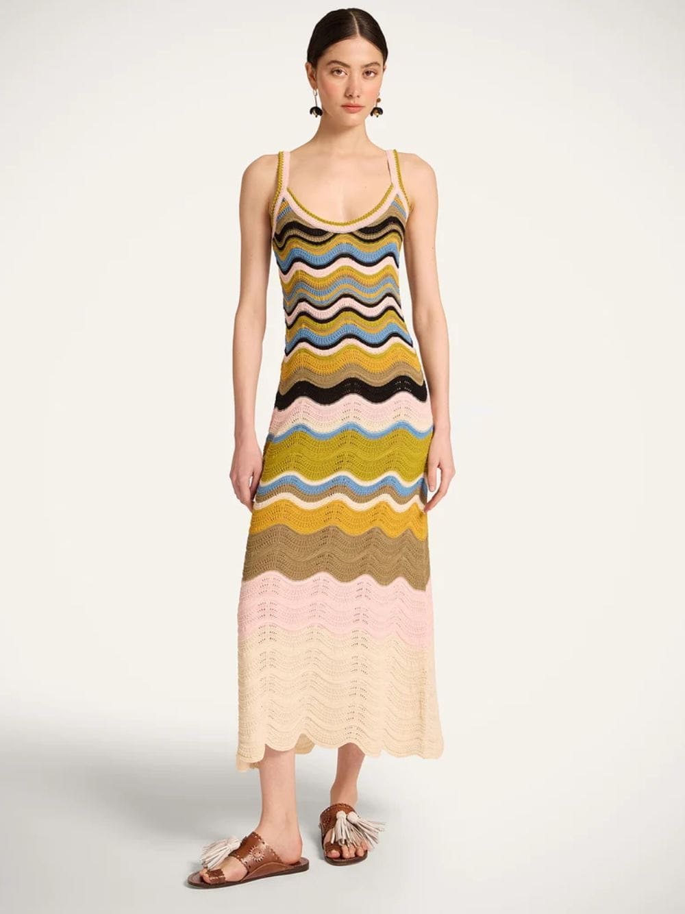 LA DOUBLEJ La DoubleJ Chevron Knit Cotton Maxi Dress