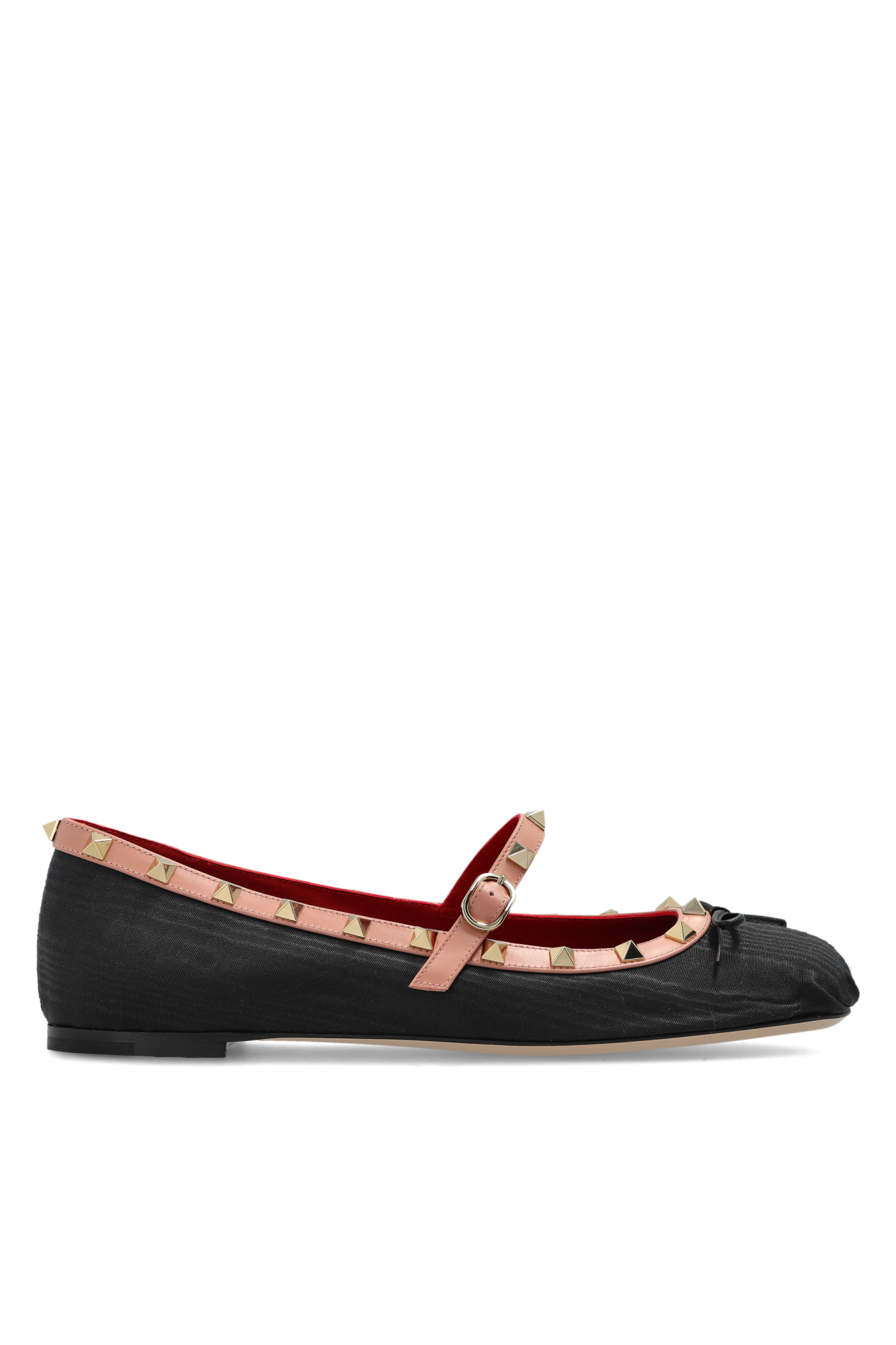 VALENTINO Valentino Garavani Black Ballet Flats with Studded Straps