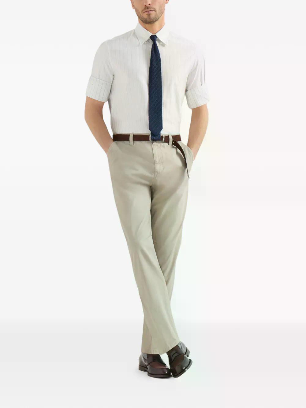 BRUNELLO CUCINELLI Brunello Cucinelli Peached Cotton Gabardine Garment-Dyed Trousers