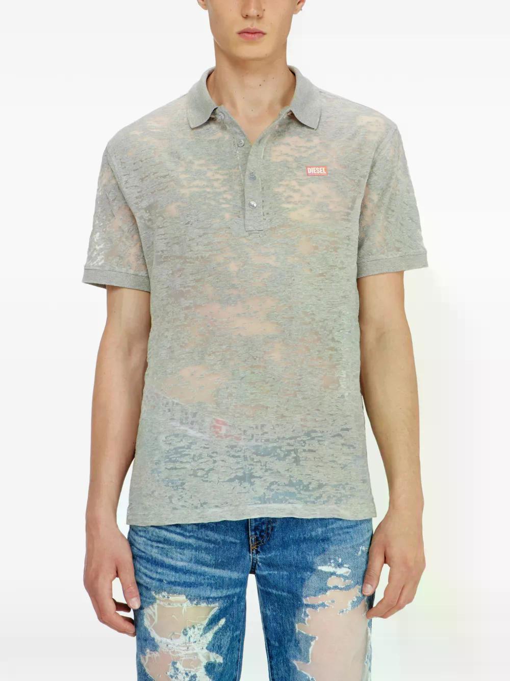 DIESEL® x tinder distressed-effect logo-patch polo shirt