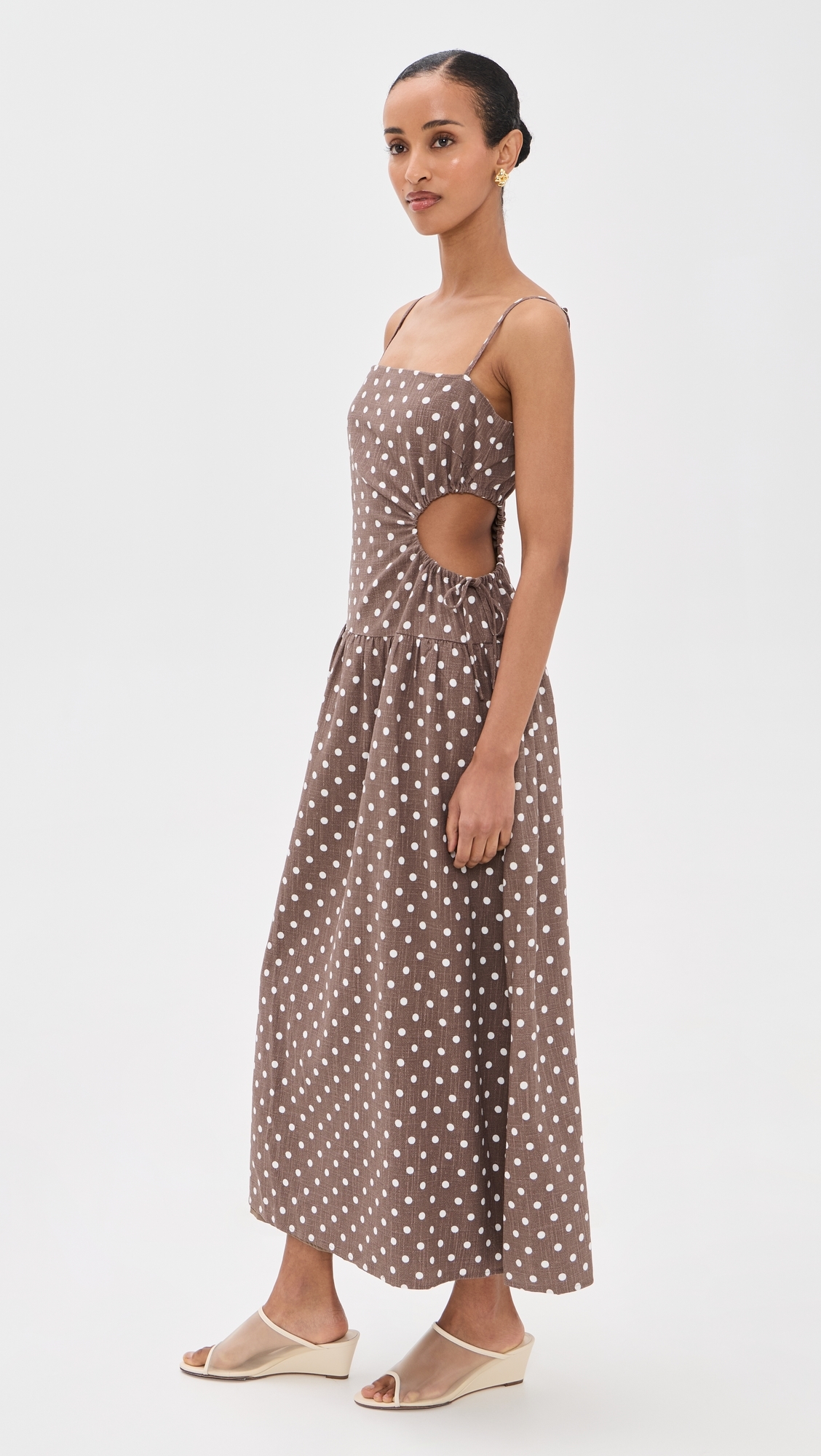 4TH & RECKLESS 4th & Reckless Lucy Polka Dot Maxi Dress with Side Cutout
