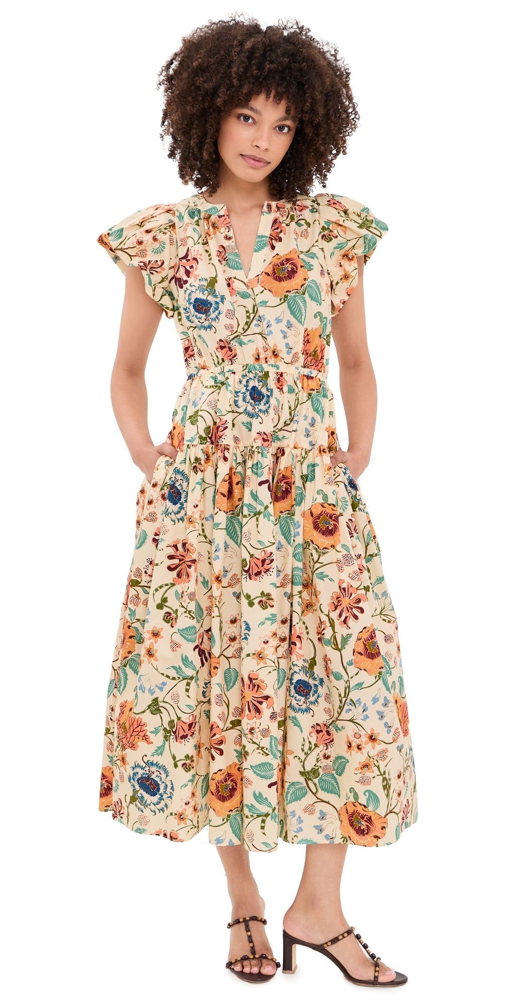ULLA JOHNSON Ulla Johnson Marin Floral Cotton Midi Dress