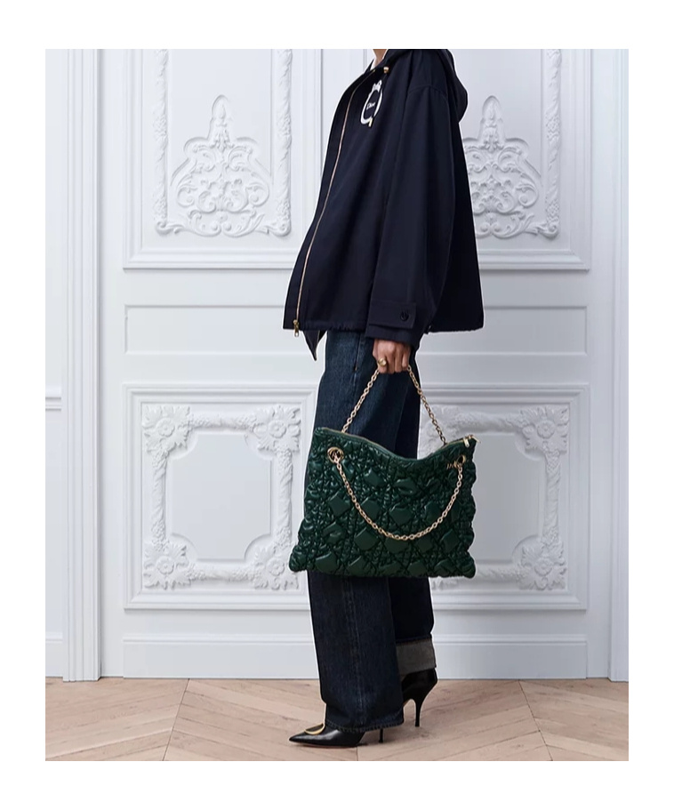 DIOR Dior Medium Crushed Leather Bag with Gold-Tone Chain