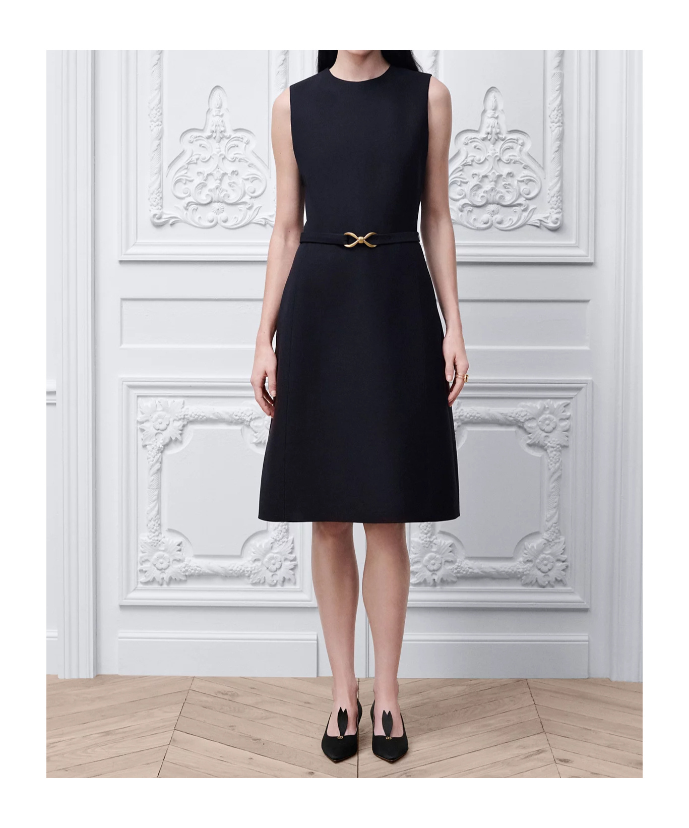 DIOR Belted Straight Dress with Dior Bow Detail