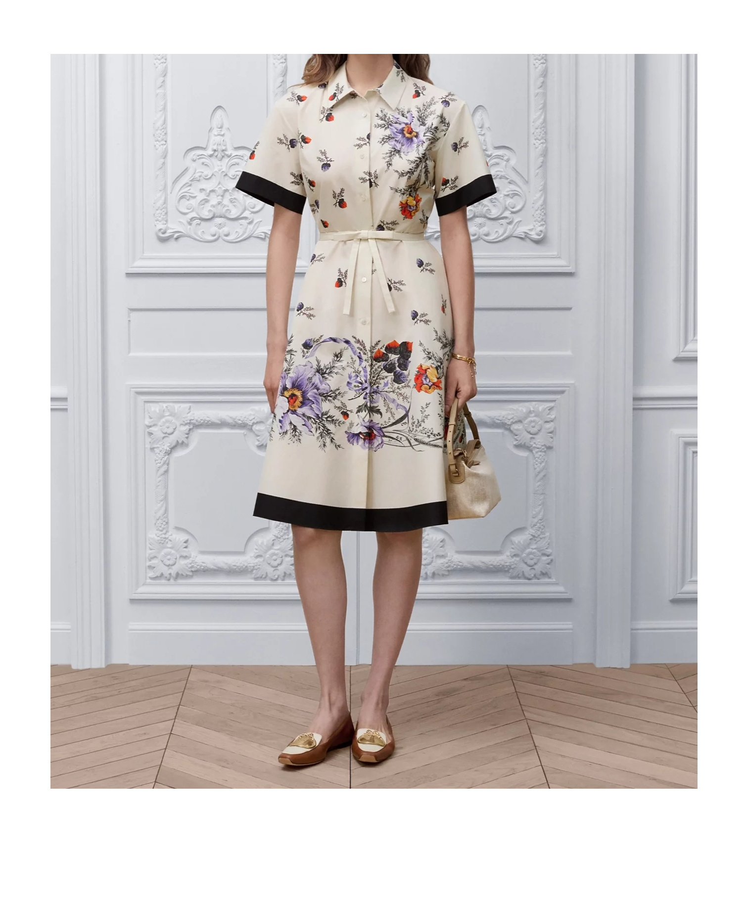 DIOR Dior Mid-Length Shirtdress with Floral Print and Bow Belt