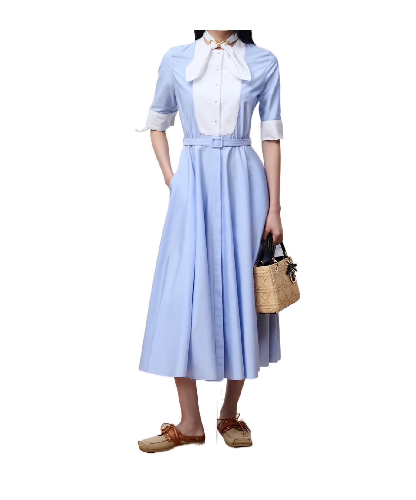 DIOR Dior Mid-Length Shirtdress with Plastron Detail