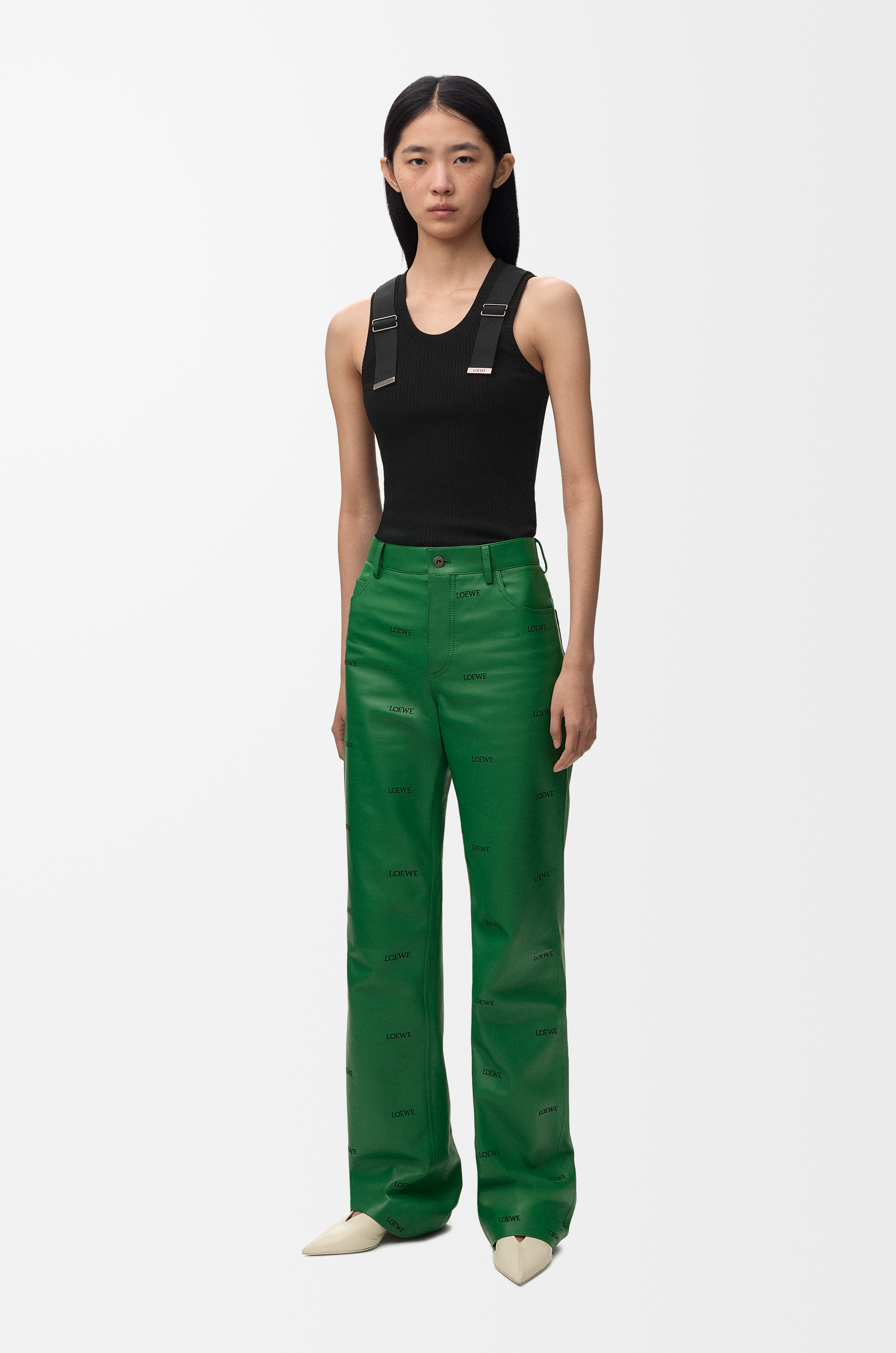 LOEWE LOEWE Ribbed Cotton Tank Top with Engraved Metal Ends