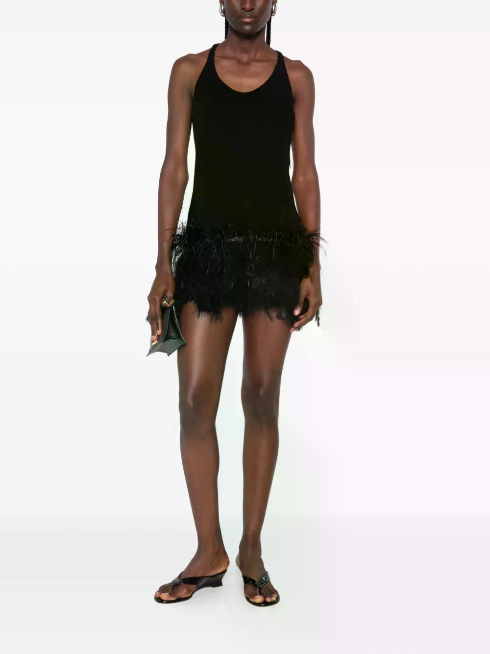 VESTIAIRE D'UN OISEAU LIBRE Feather-Trim Mini Dress