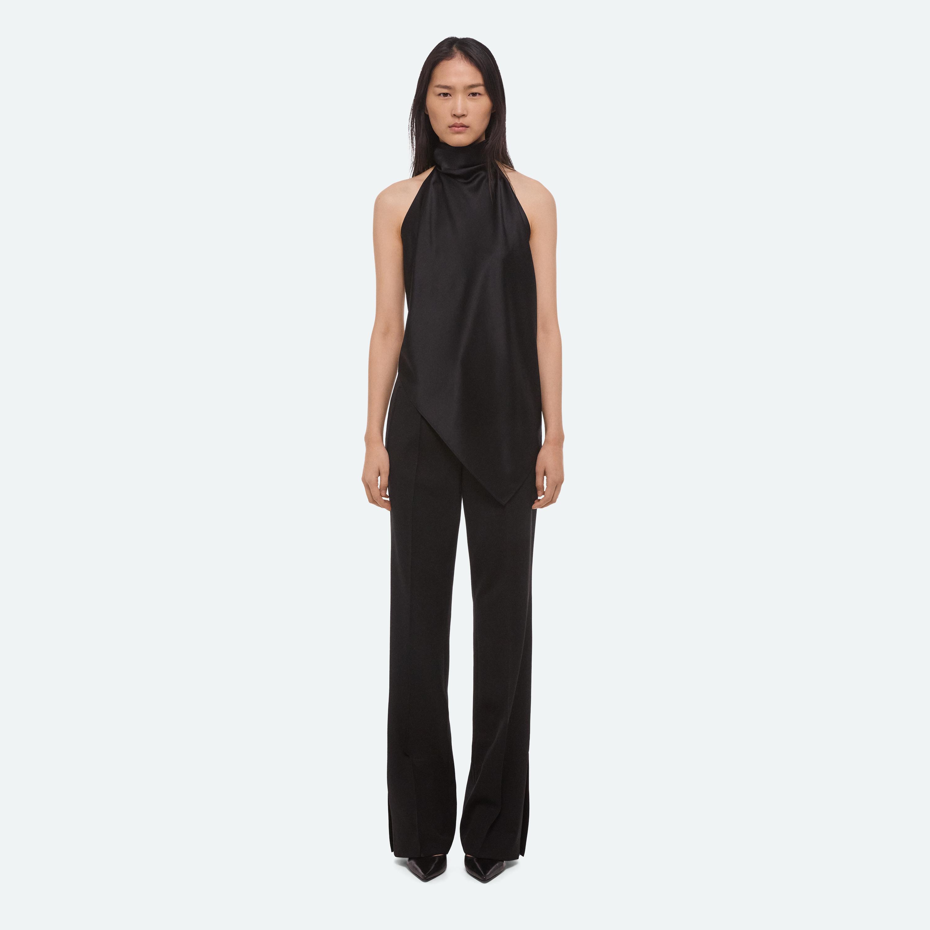 HELMUT LANG Helmut Lang Asymmetrical Draped Silk Scarf Top