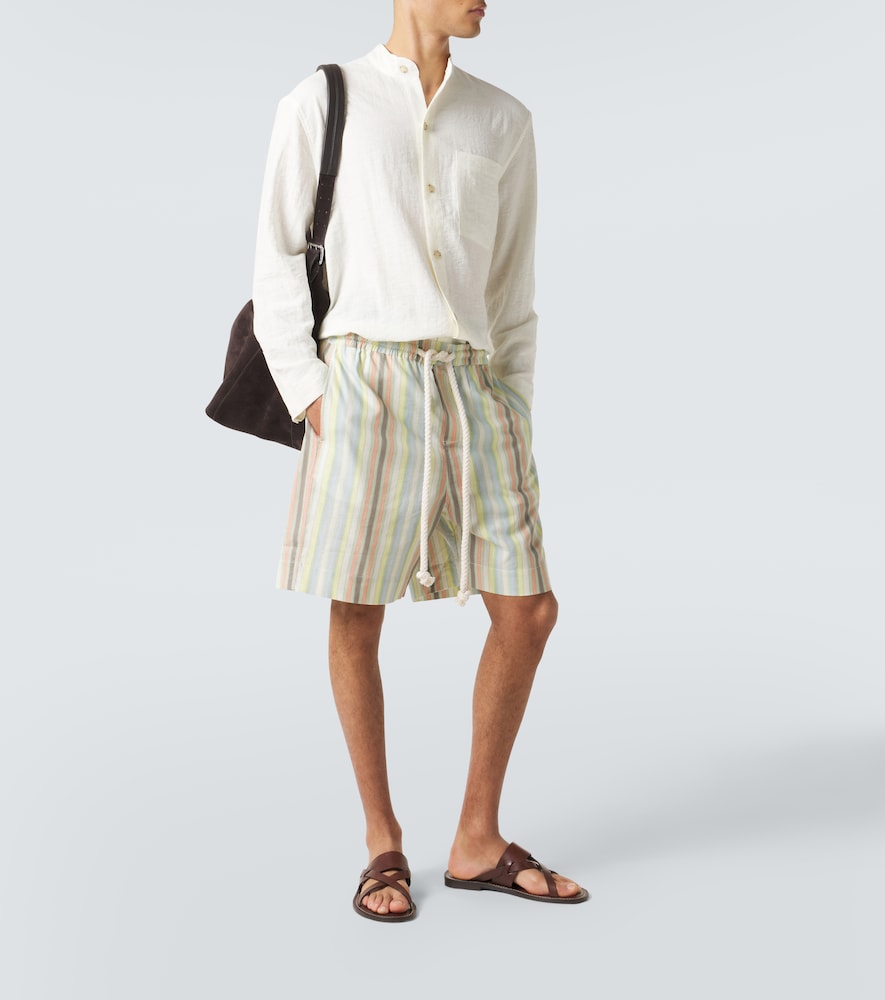 COMMAS Commas'Name Striped Hemp and Cotton Bermuda Shorts