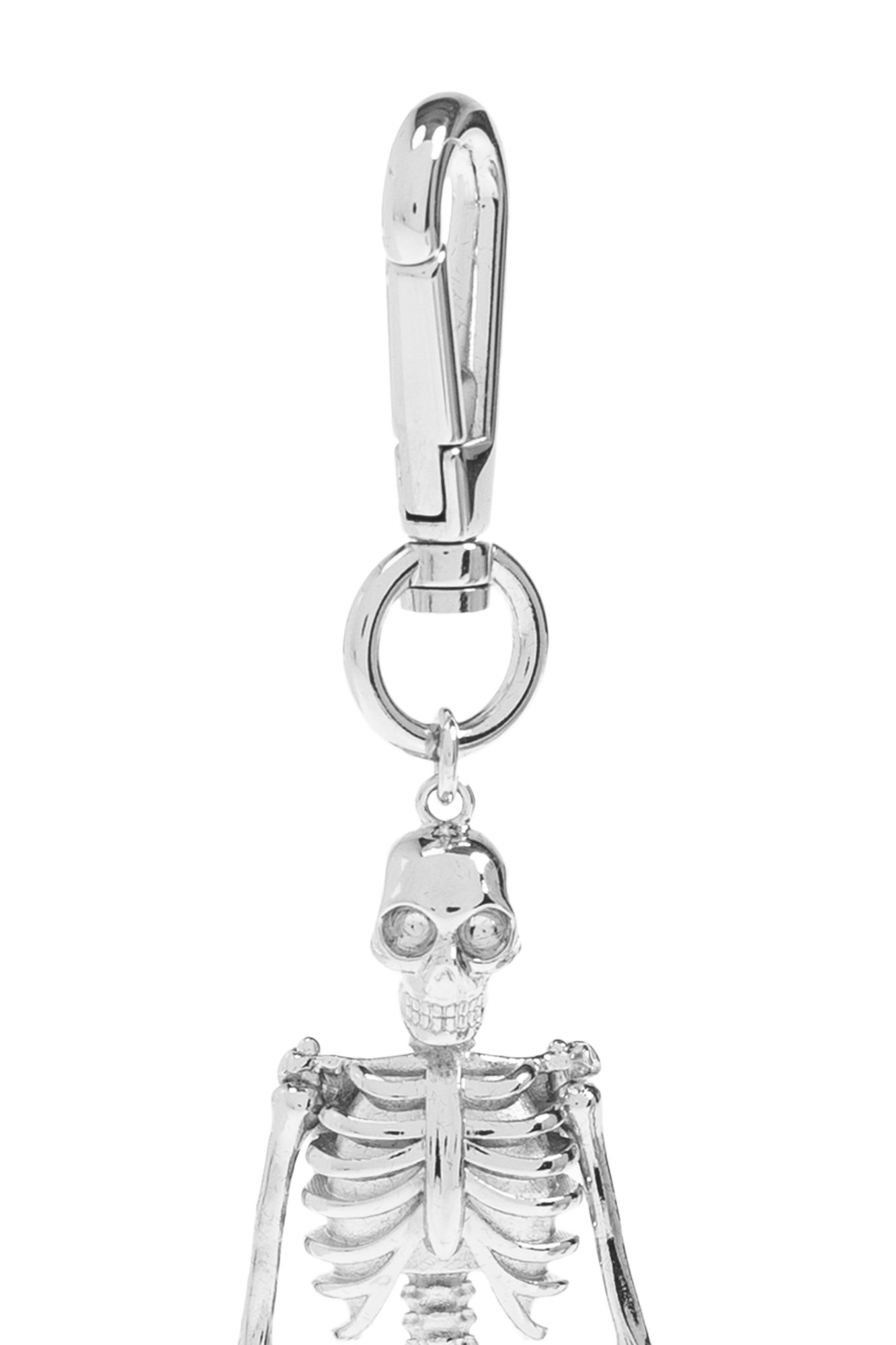Alexander Mcqueen Skeleton Motif Brass Keychain - Silver
