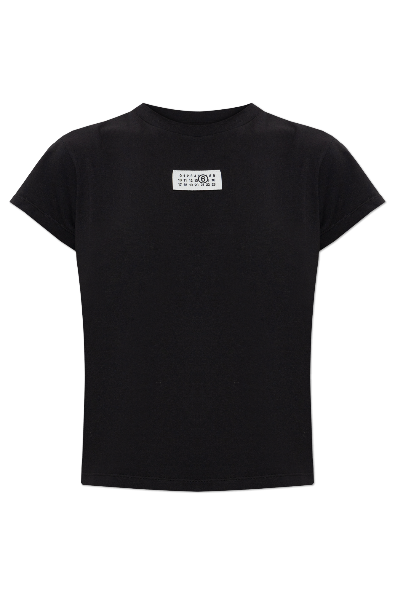 MAISON MARGIELA MM6 Maison Margiela Black Cotton T-Shirt with Logo Patch