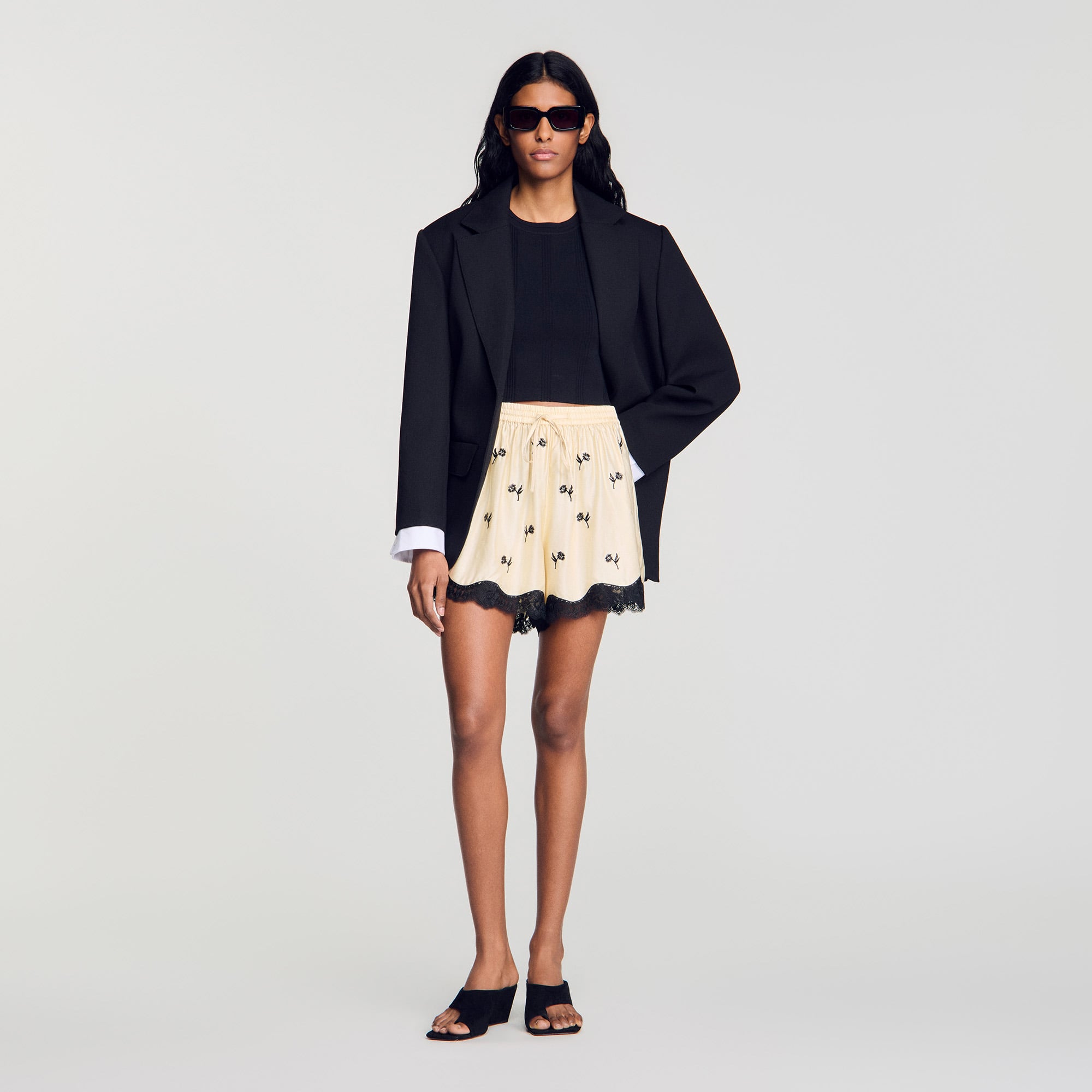 SANDRO Sandro Embroidered Floral Shorts
