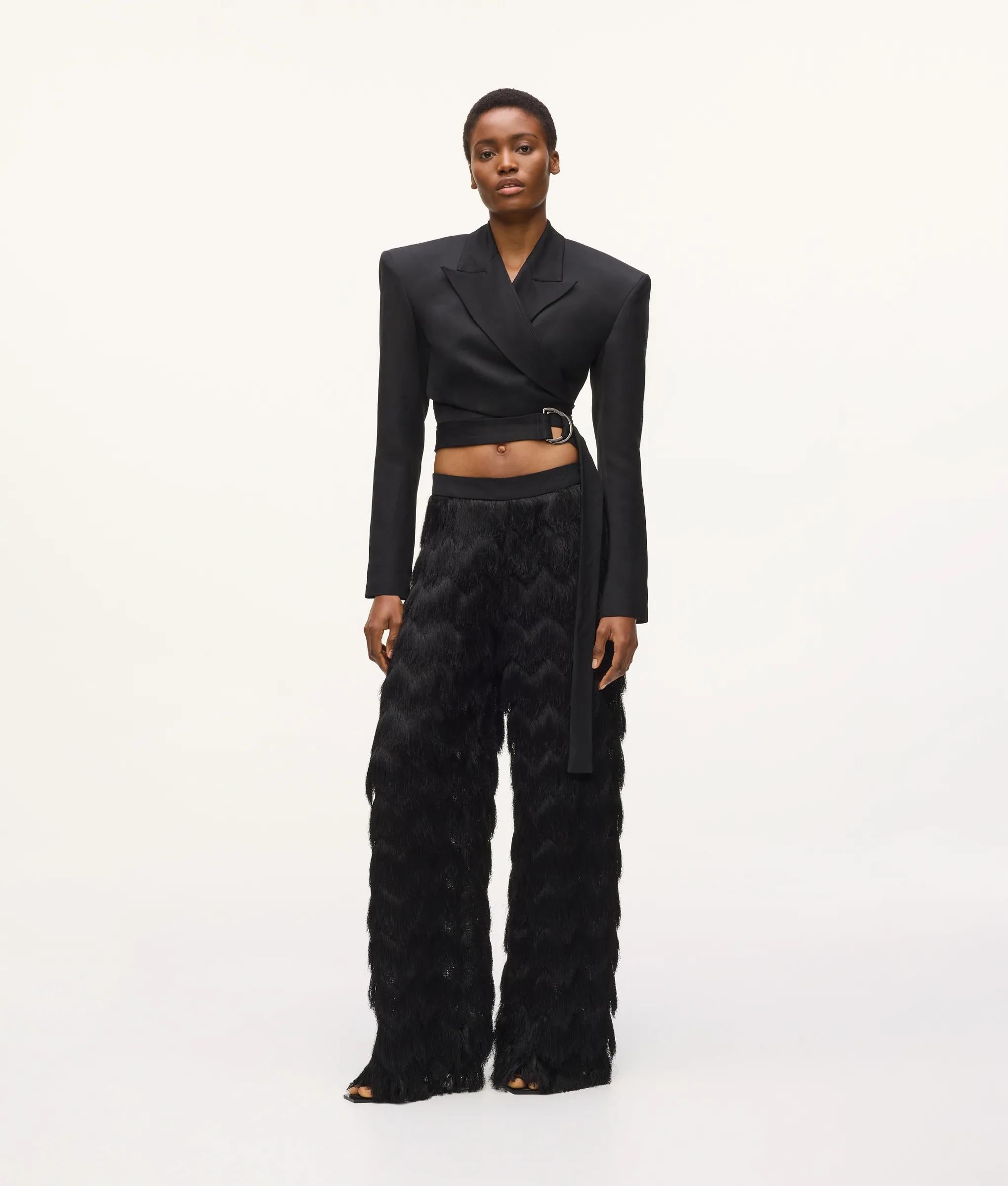 KARL LAGERFELD Karl Lagerfeld Wide-Leg Fringed Pants