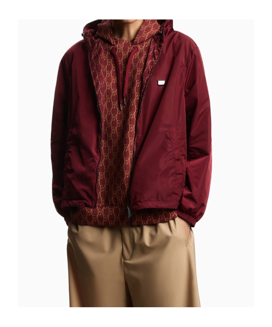 EMPORIO ARMANI Emporio Armani Hooded Blouson Jacket with All-Over Print Lining