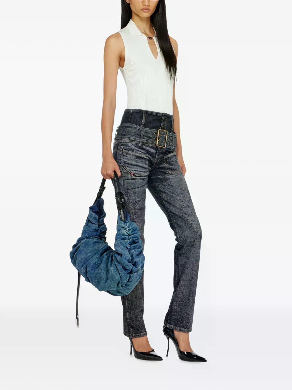DIESEL® Diesel Sleeveless Rib-Knit Silk Blend Polo Top