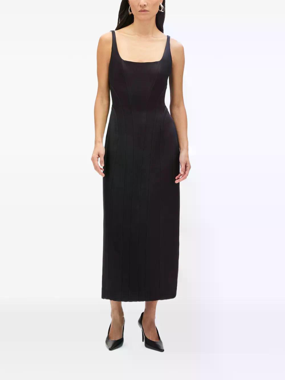 ANOTHER TOMORROW Another Tomorrow Contour Seamed Topstitched Dress