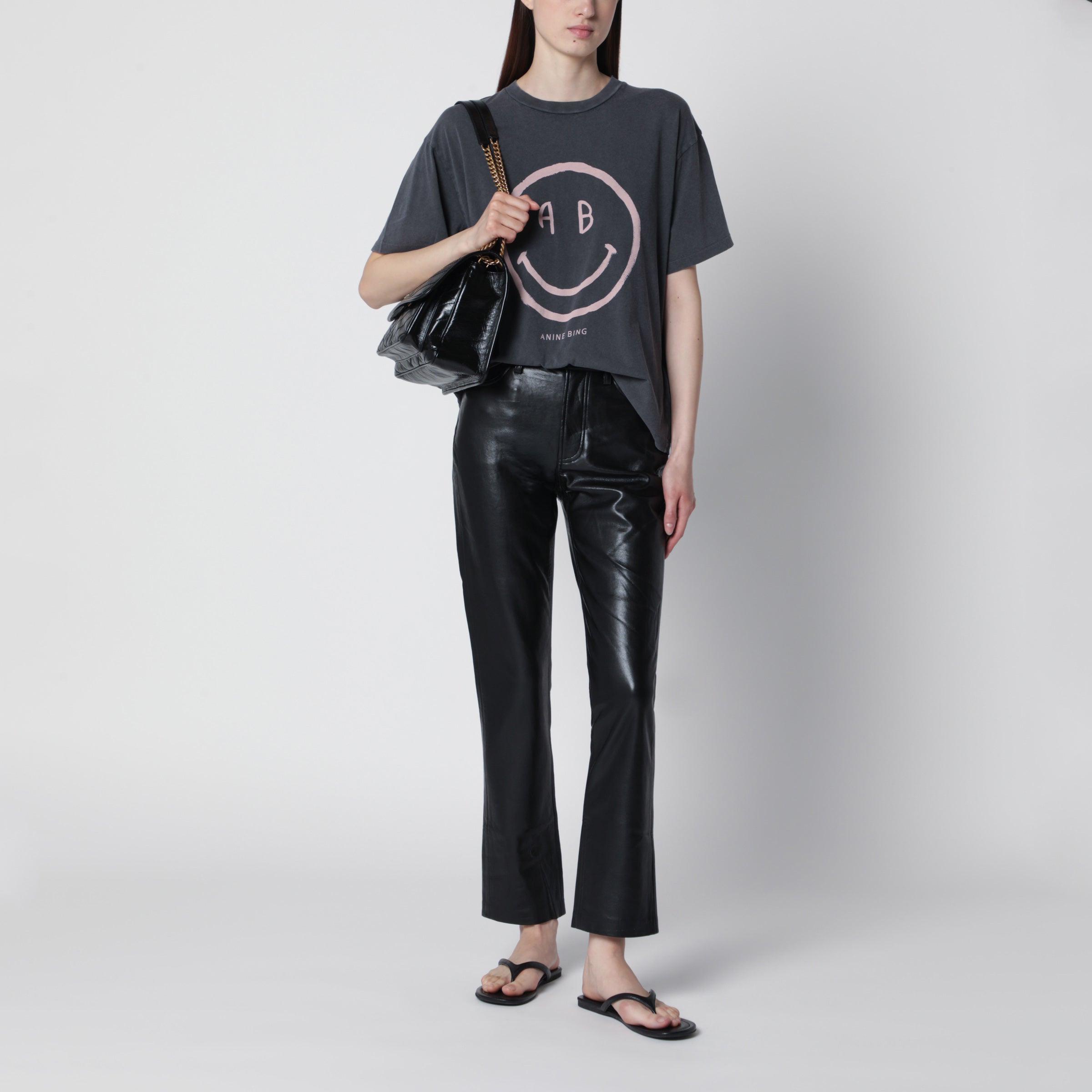 ANINE BING ANINE BING Cade Smiley Graphic Cotton T-Shirt