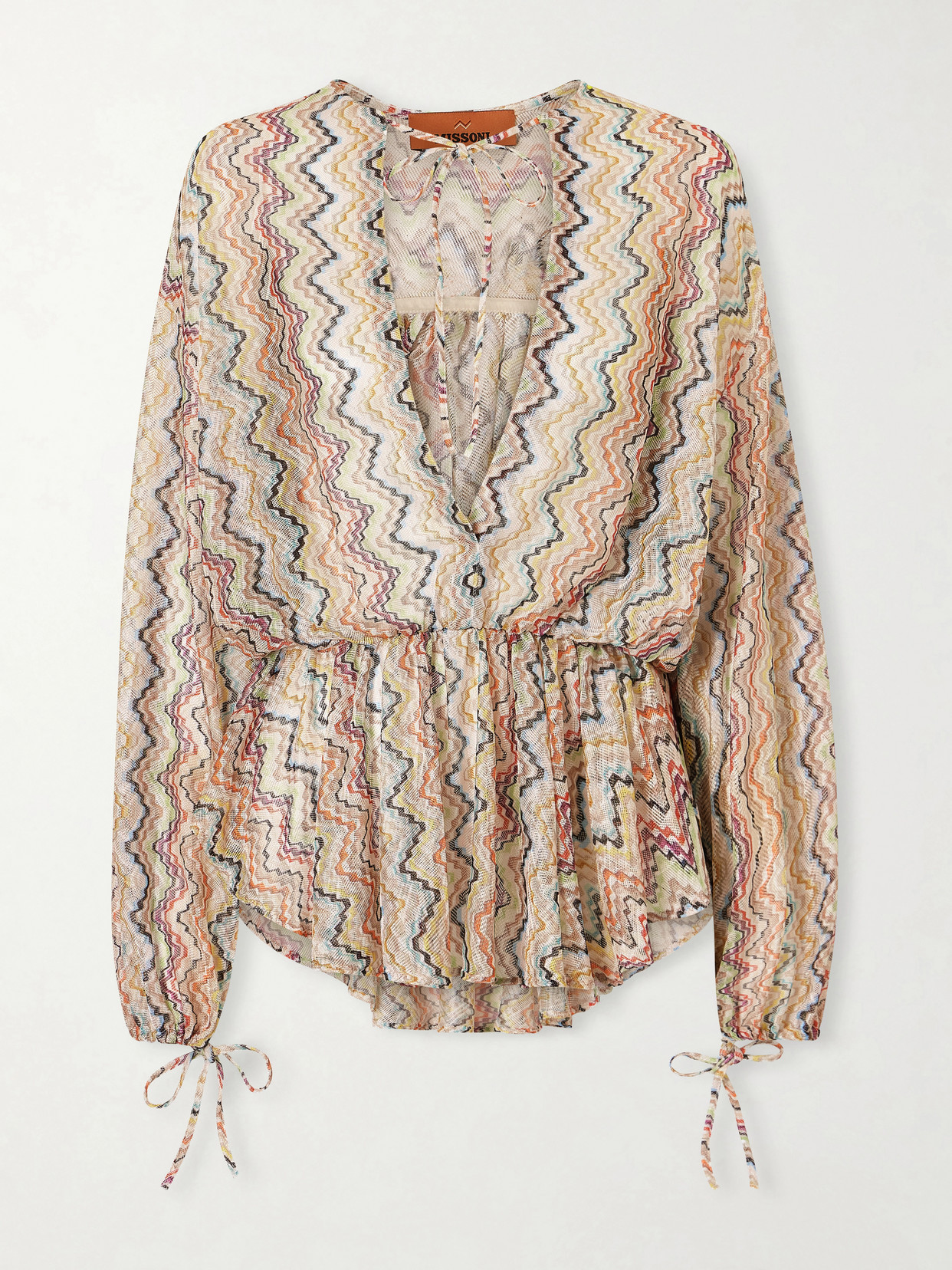 MISSONI Mare Gathered Striped Crochet-knit Coverup