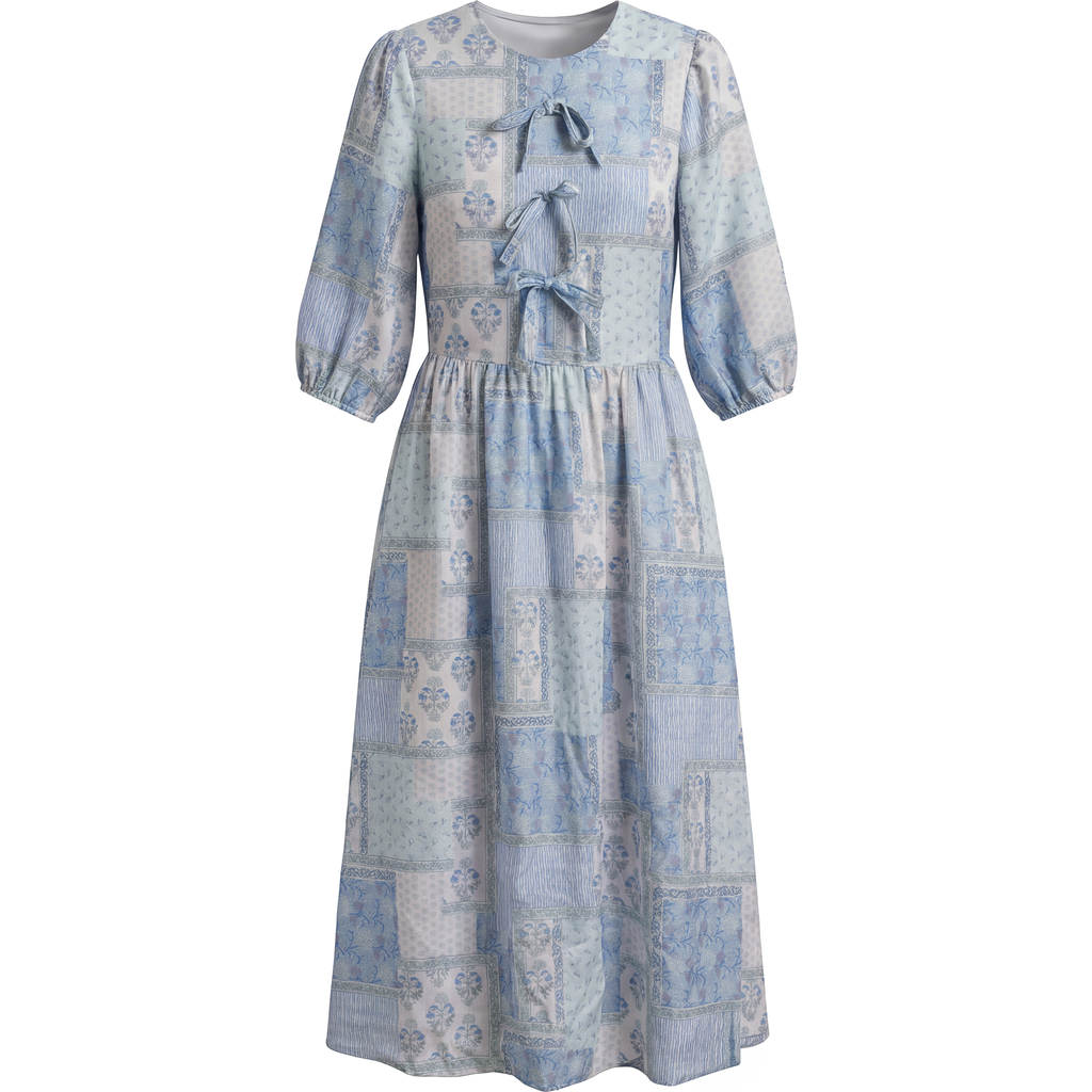 NONI Noni Floral Print Puff Sleeve Midi Dress