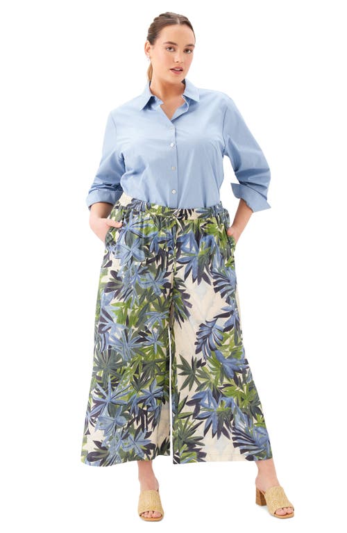 KAREN KANE Karen Kane Frond Print Cotton Wide Leg Pants